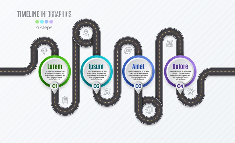Navigation map infographic 4 steps timeline Vector Image