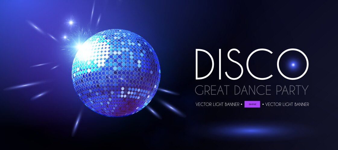 Disco banner mirrorball party ball Royalty Free Vector Image