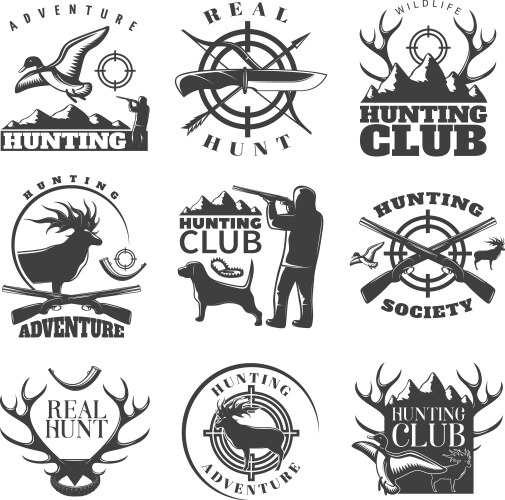 Set hunting and outdoor adventures vintage Vector Image