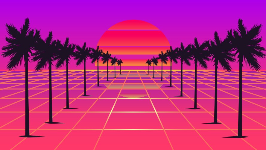 Retrowave Sun and Palm Trees Vector Images (over 340)