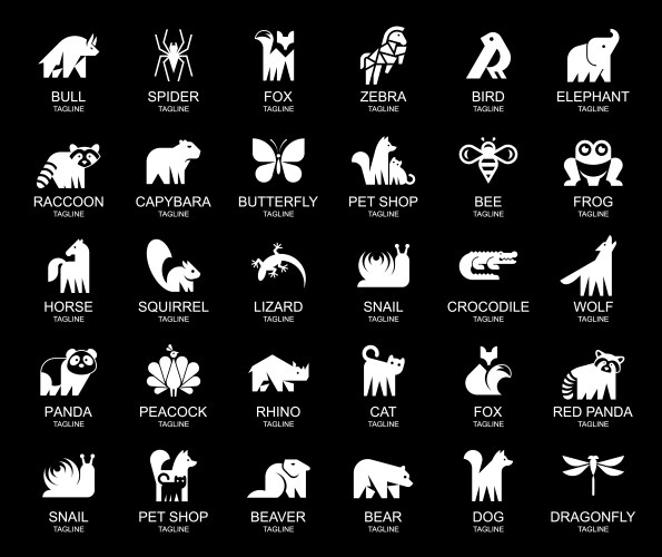 Animals logos collection Royalty Free Vector Image
