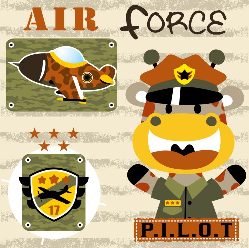A young pilot cartoon with jet Royalty Free Vector Image