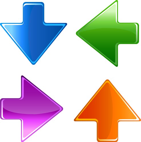 Cartoon colorful glossy arrows set Royalty Free Vector Image