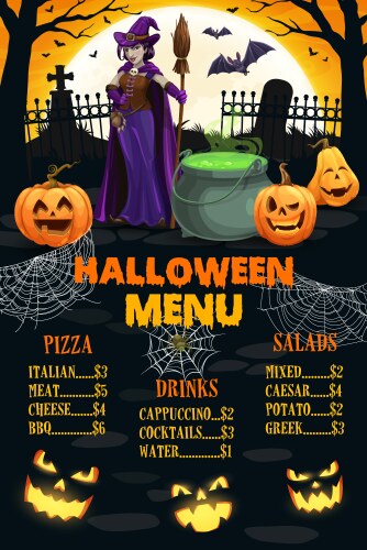 Halloween menu template Royalty Free Vector Image