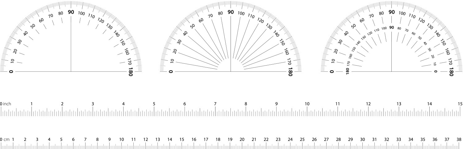 Protractor scale measuring rulers Royalty Free Vector Image