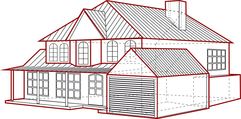 House projection with plan Royalty Free Vector Image