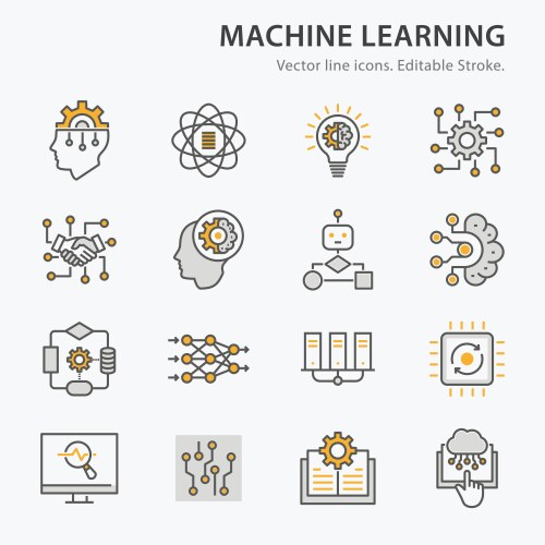 Artificial intelligence signs set Royalty Free Vector Image