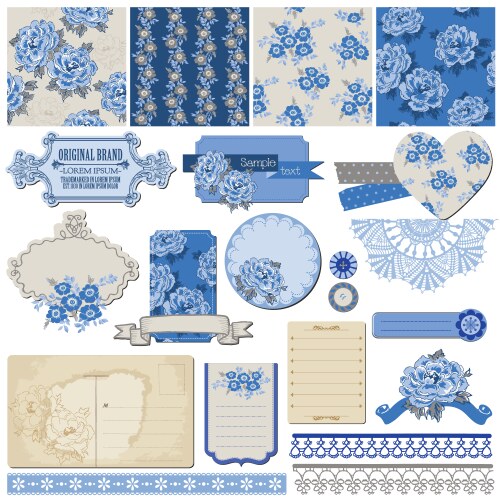 Blue flower banner Royalty Free Vector Image - VectorStock
