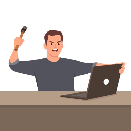 Computer Smash Man Vector Images (83)