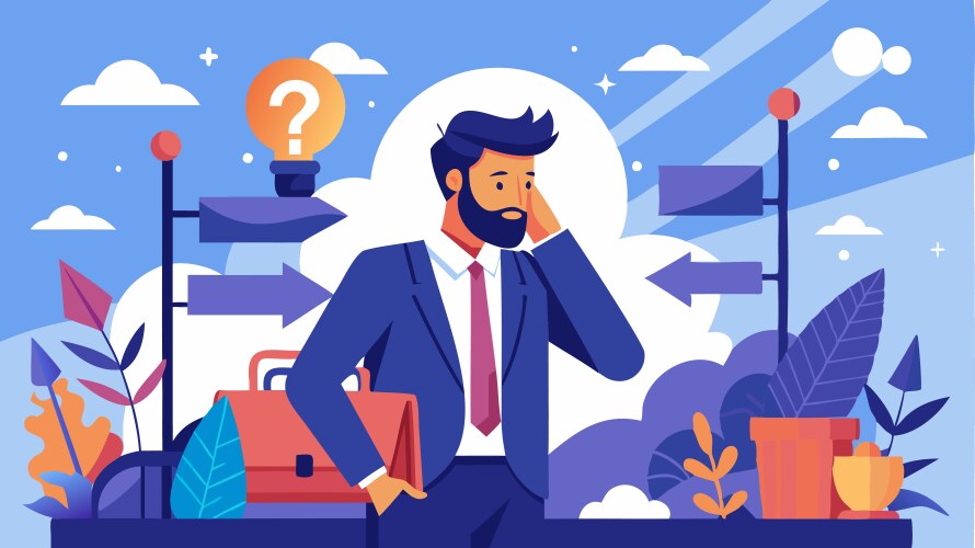 Businessman choosing career path Royalty Free Vector Image