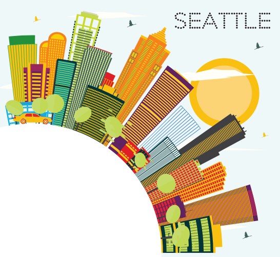 Seattle skyline Royalty Free Vector Image - VectorStock