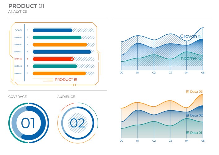 Presentation business analysis charts in color Vector Image