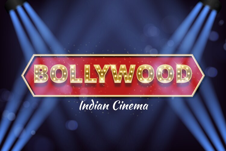 Realistic bollywood indian cinema sign Royalty Free Vector