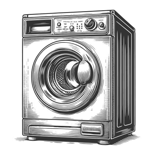 Technical drawing a washing machine Royalty Free Vector