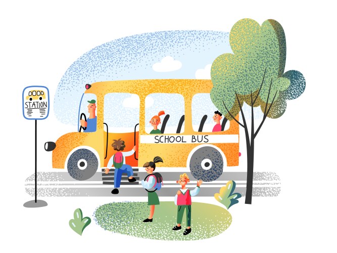 Go to School by Bus Vector Images (over 380)