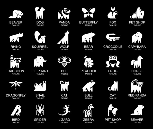 Animals logos collection Royalty Free Vector Image