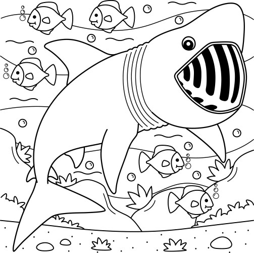 Whale shark coloring page for kids Royalty Free Vector Image