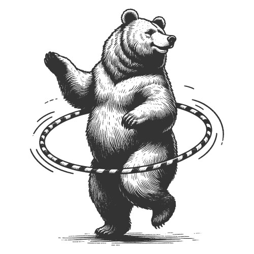 Dancing bear pointing direction engraving Vector Image