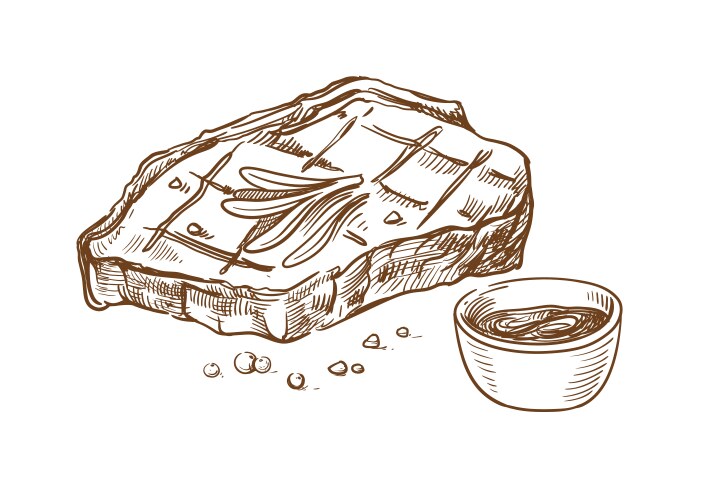 Lamb rib drawing red meat hand drawn Royalty Free Vector