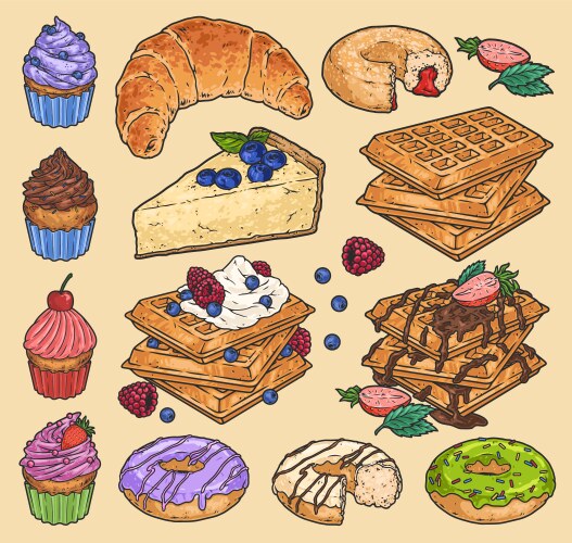 Strawberry desserts Royalty Free Vector Image - VectorStock