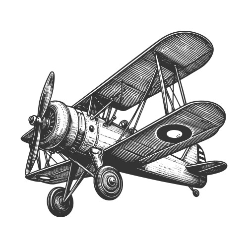Classic biplane airplane Royalty Free Vector Image