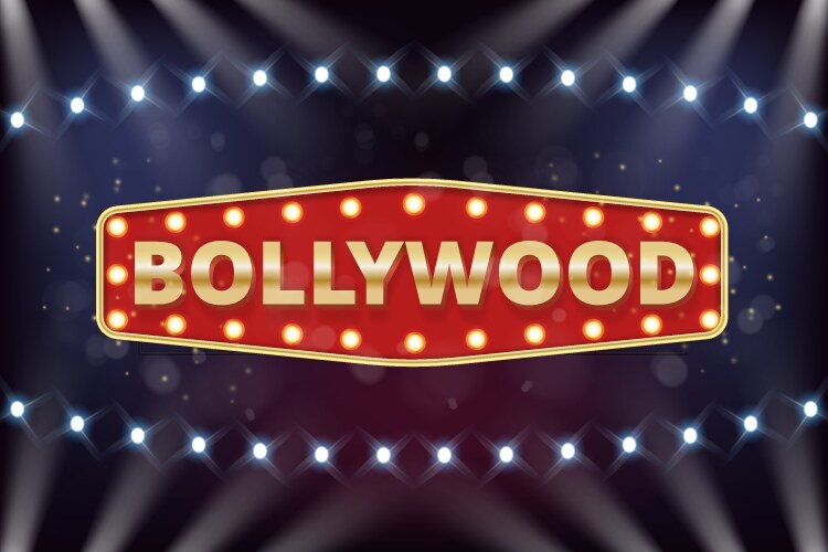 Realistic bollywood indian cinema sign Royalty Free Vector