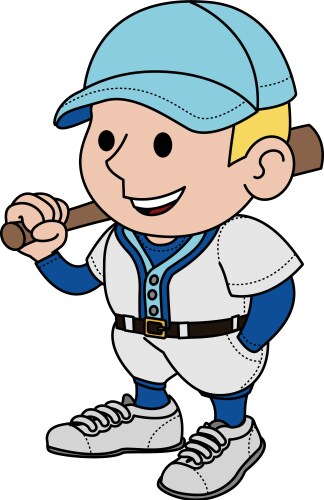 Boy baseball player cartoon Royalty Free Vector Image