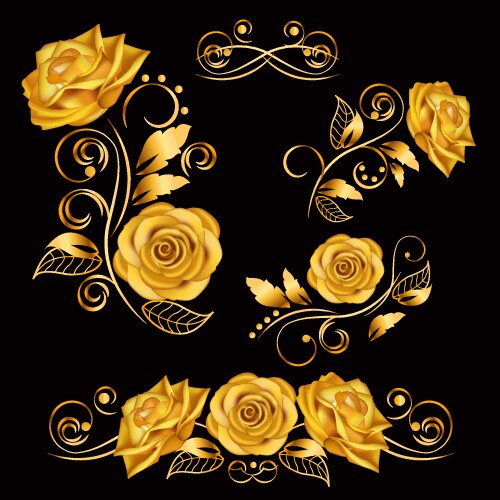 Gold roses card Royalty Free Vector Image - VectorStock