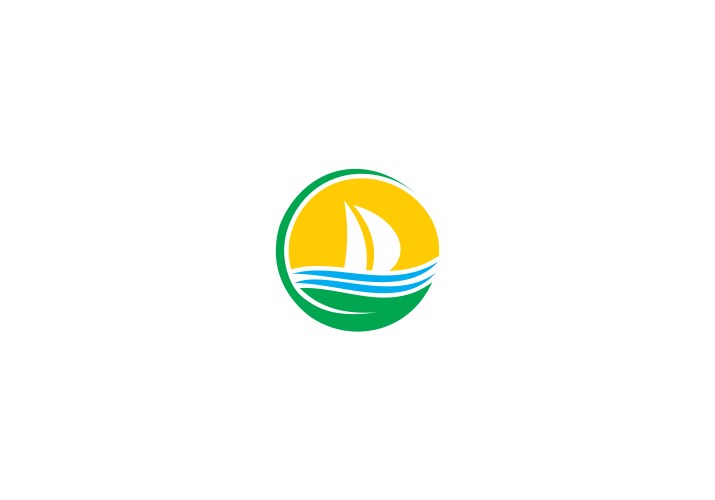 Simple cruise ship clean logo design Royalty Free Vector