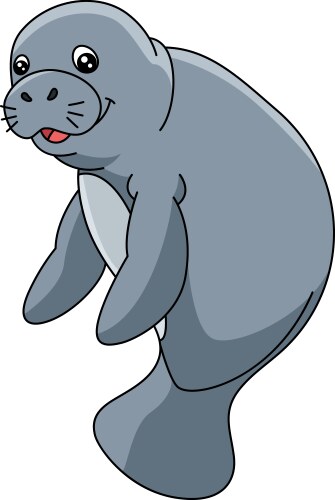 Cartoon smiling dugong Royalty Free Vector Image