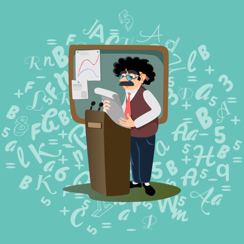 Math professor at the blackboard Royalty Free Vector Image