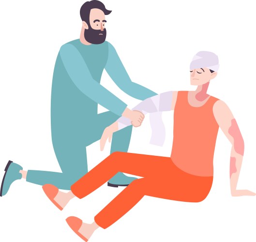 Burn first aid composition Royalty Free Vector Image