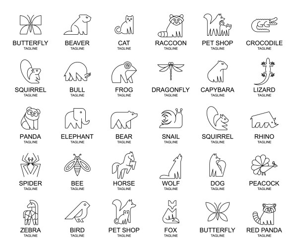 Animals logos collection Royalty Free Vector Image