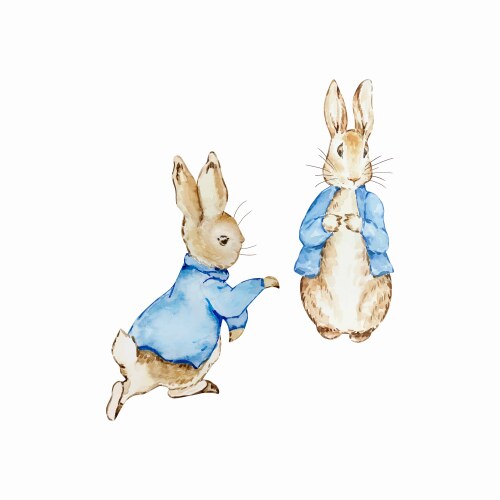 Watercolor peter rabbit with a wreath of winter Vector Image