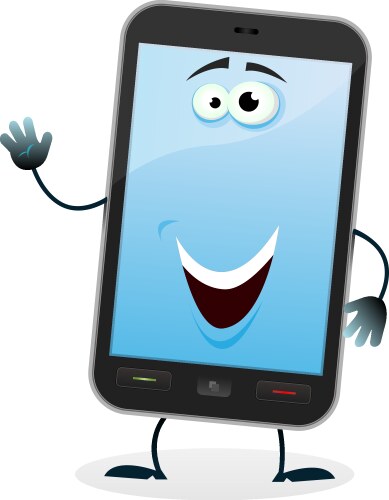 Evil fun mobile cartoon on flame background Vector Image