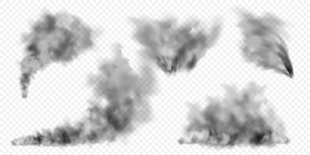 Realistic black smoke clouds stream of from Vector Image