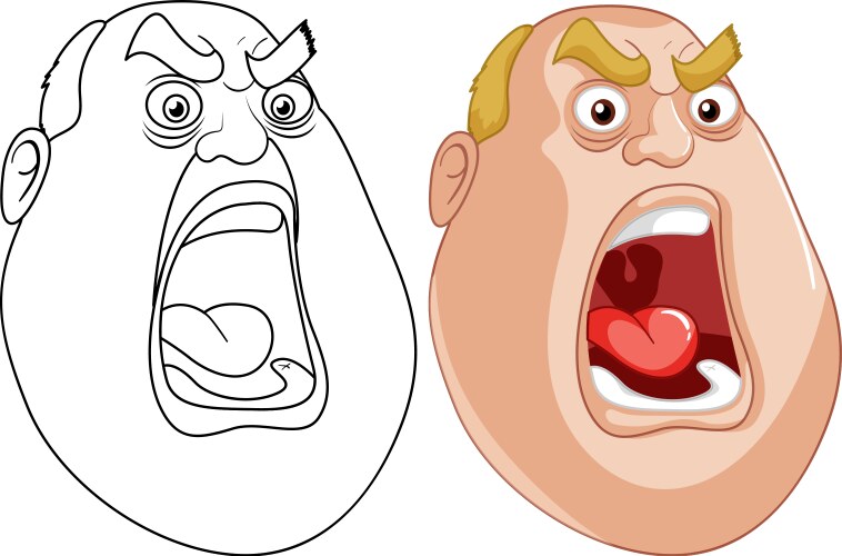 Four cartoon faces showing intense shouting Vector Image