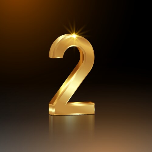 2nd anniversary golden numbers isolated on black Vector Image