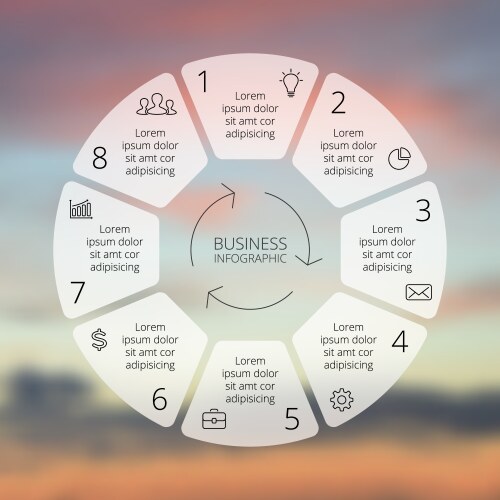 Infographic circle template with 9 steps Vector Image