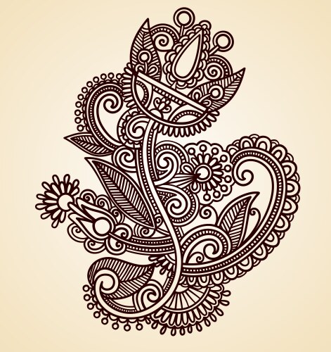 Line art ornate flower design Royalty Free Vector Image