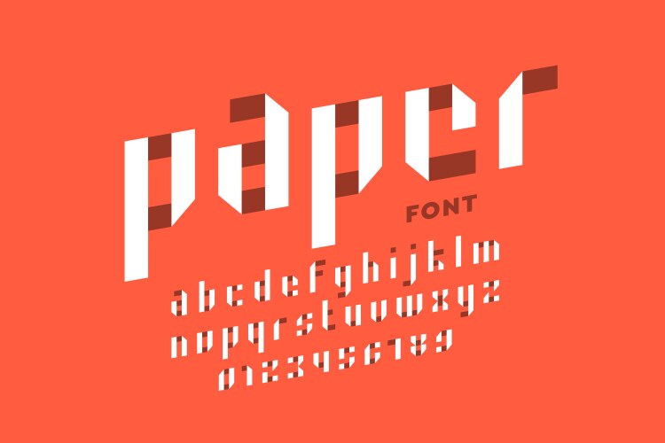 Paper craft style font Royalty Free Vector Image