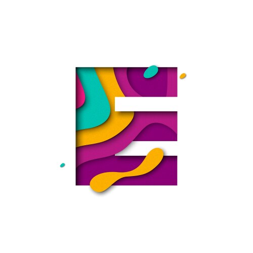 Font paper cut upper case pastel colors Royalty Free Vector