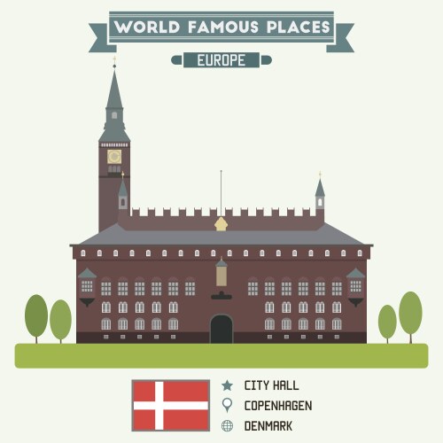 Denmark set landmark icons Royalty Free Vector Image