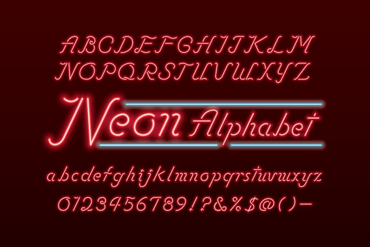 Neon font Royalty Free Vector Image - VectorStock