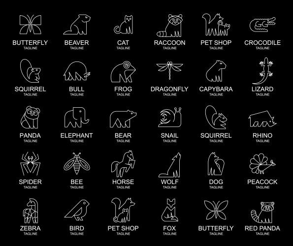 Animals logos collection Royalty Free Vector Image