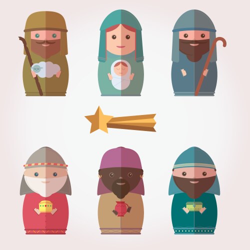 Nativity scene with holy family Royalty Free Vector Image