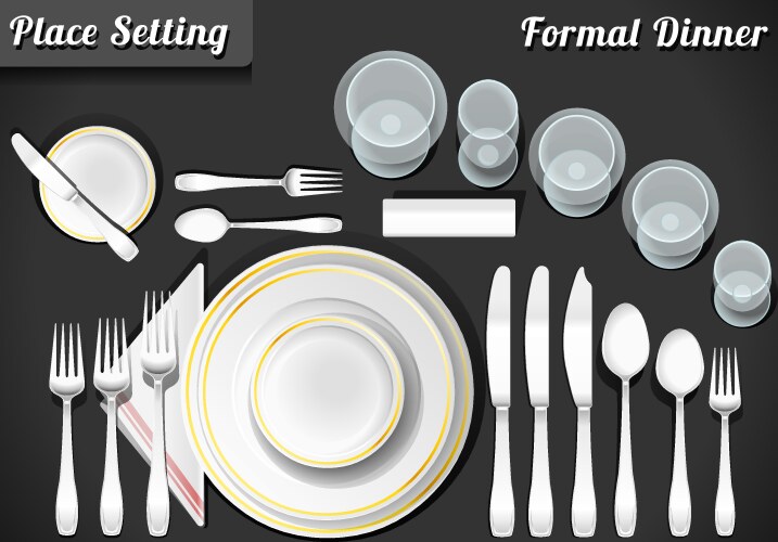 Set of place setting formal dinner Royalty Free Vector Image