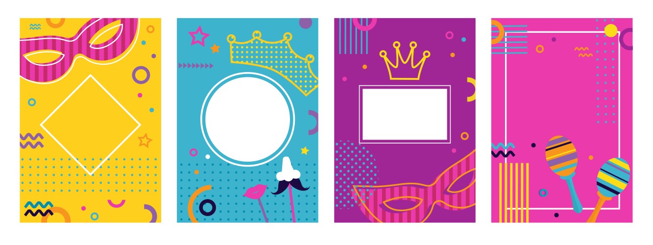 Kids birthday invitation party frames cute Vector Image
