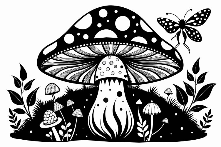 Psychedelic mushroom magic unlocking the secrets Vector Image