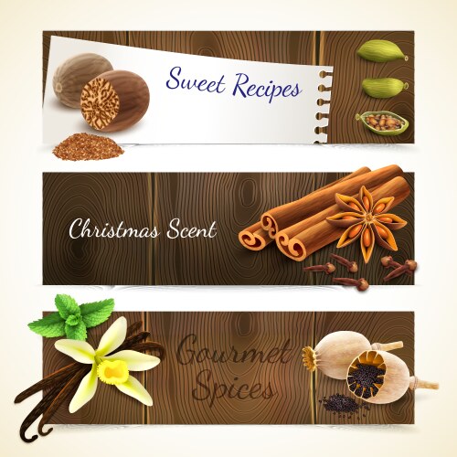 Banners design with various spices Royalty Free Vector Image